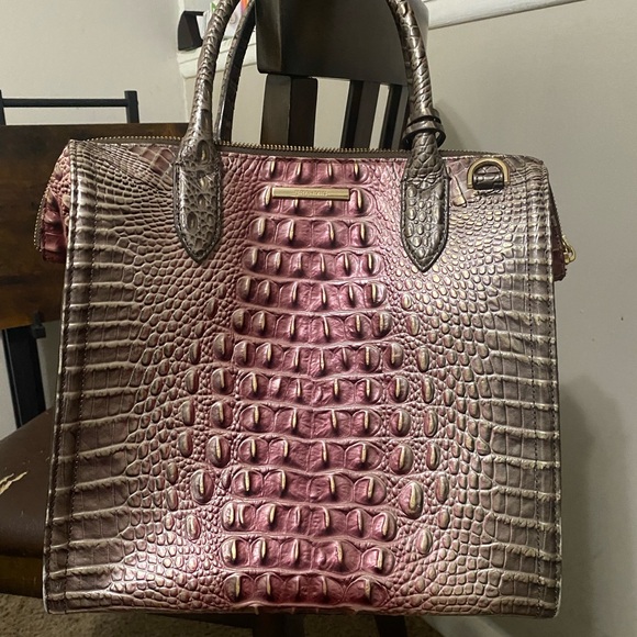 Brahmin | Bags | Brahmin Pink And Brown Shoulder Bag With Crocodile ...